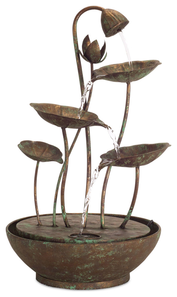 Lotus Leaf Fountain 19.5" Iron - Asian - Indoor Fountains - by Melrose ...