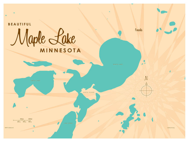 Lakebound Maple Lake Minnesota Map Art Print, 18"x24" - Contemporary ...