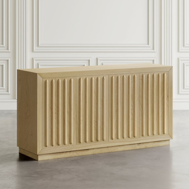 Maven 60 Mid-Century Modern Fluted Four Door Sideboard Storage Cabinet - Modern - Buffets And ...