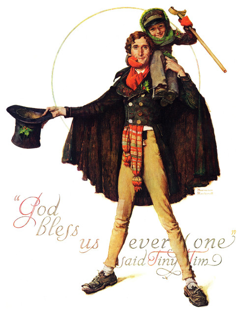 "Tiny Tim" Painting Print on Canvas by Norman Rockwell, 30"x39 ...