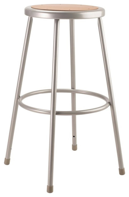 Pemberly Row 30" Modern Metal and Wood Heavy Duty Stool in Gray ...