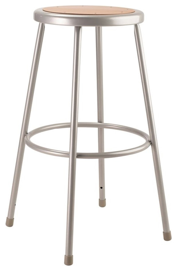 Pemberly Row 30" Modern Metal and Wood Heavy Duty Stool in Gray ...