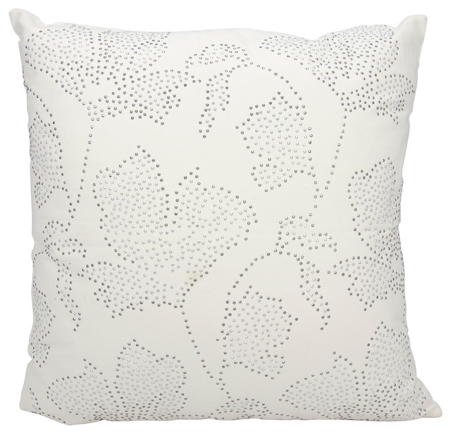 Mina Victory Luminecence Rhinestone Flowers Cream Throw Pillow ...