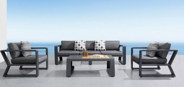 HIGOLD Exee Patio Furniture, 4 Piece Outdoor Conversation Set, Aluminum ...