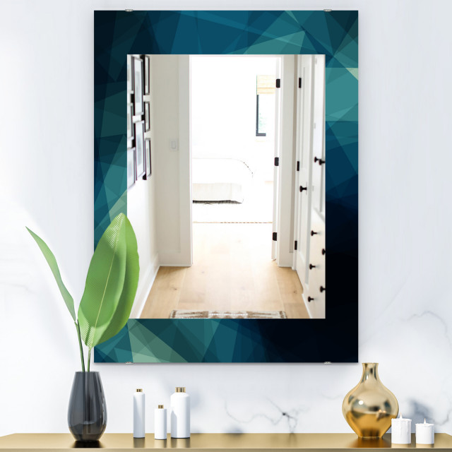 Designart Shades of Blue Modern Frameless Vanity Mirror, 28x48 ...
