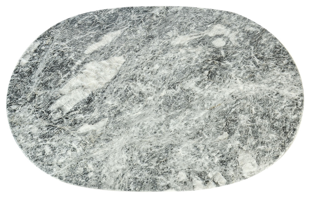 Polished Marble Table Place Mat Badal, Oval Shaped With Gray Finish ...