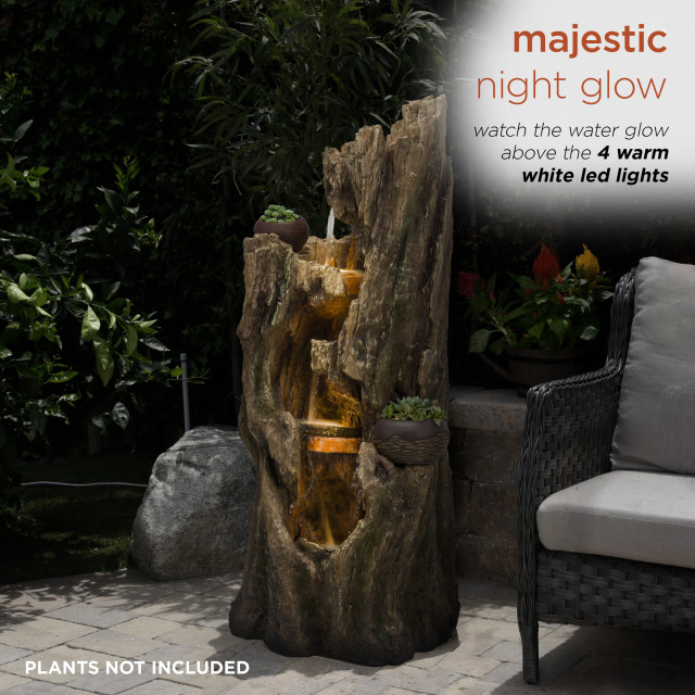 52" Tall Indoor/Outdoor Waterfall Willow Tree Fountain With LED Lights ...