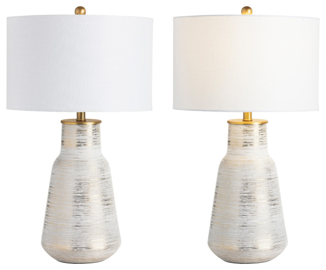 Trinity 28" Urn Table Lamp With Linen Drum Shade, White - Transitional ...