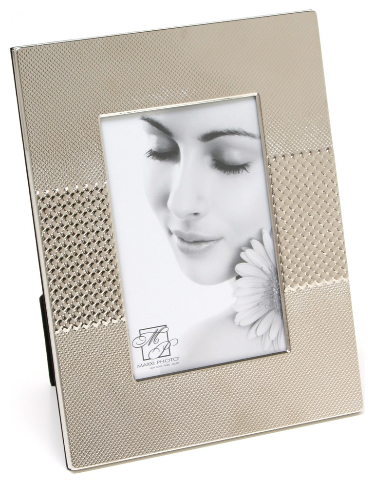Cosmo Nickel Plated And Mash Pattern Frame, 4"x6" - Contemporary ...