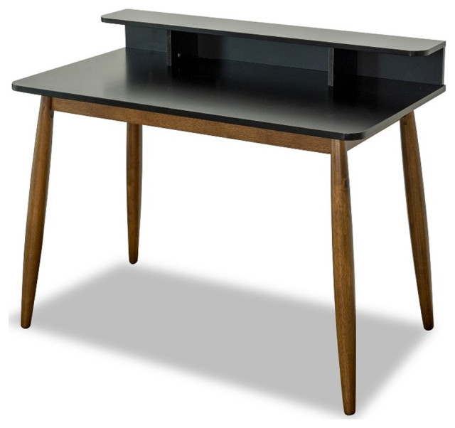 Juneau Modern Solid Wood Black Home Office Work Desk and Study Table ...