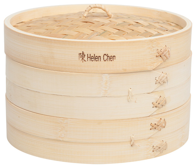 Helen Chen's Asian Kitchen 2 Tiered Bamboo 10 Inch Steamer Set - Asian ...