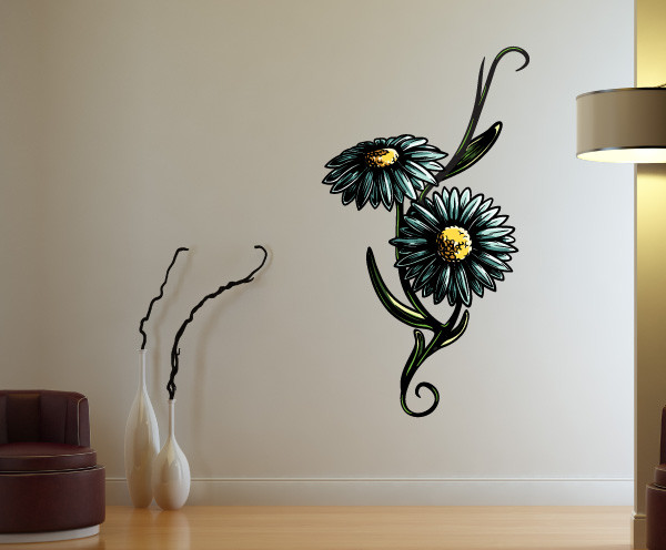 Floral Flower Vinyl Wall Decal FloralFlowerUScolor090, 10 in ...