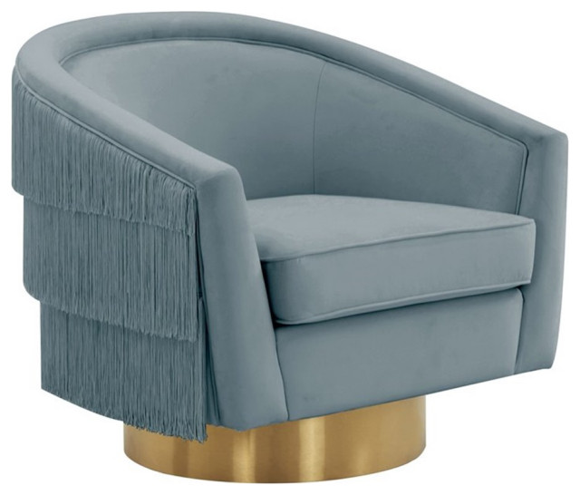 TOV Furniture Flapper 17.3" Transitional Velvet Swivel Accent Chair in ...