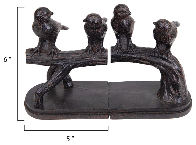 Resin Birds on a Branch Shaped Bookends (Set of 2 Pieces ...