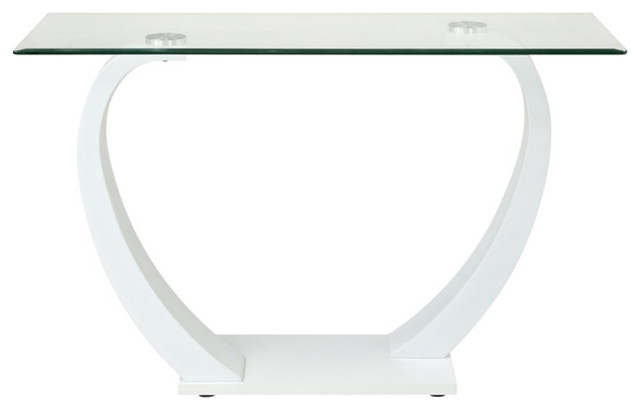 Bowery Hill Contemporary Glass Sofa Console Table with Black Base ...