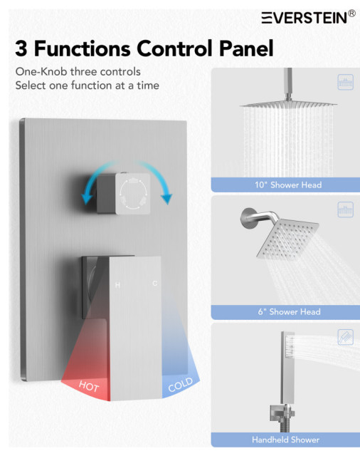 Dual Heads 3-Functions Shower System With Pressure Balancing Rough-In ...