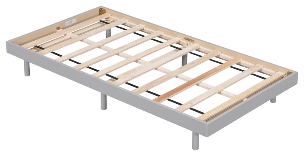 Modern Low Profile Platform Bed, Slat Support - Transitional - Platform ...