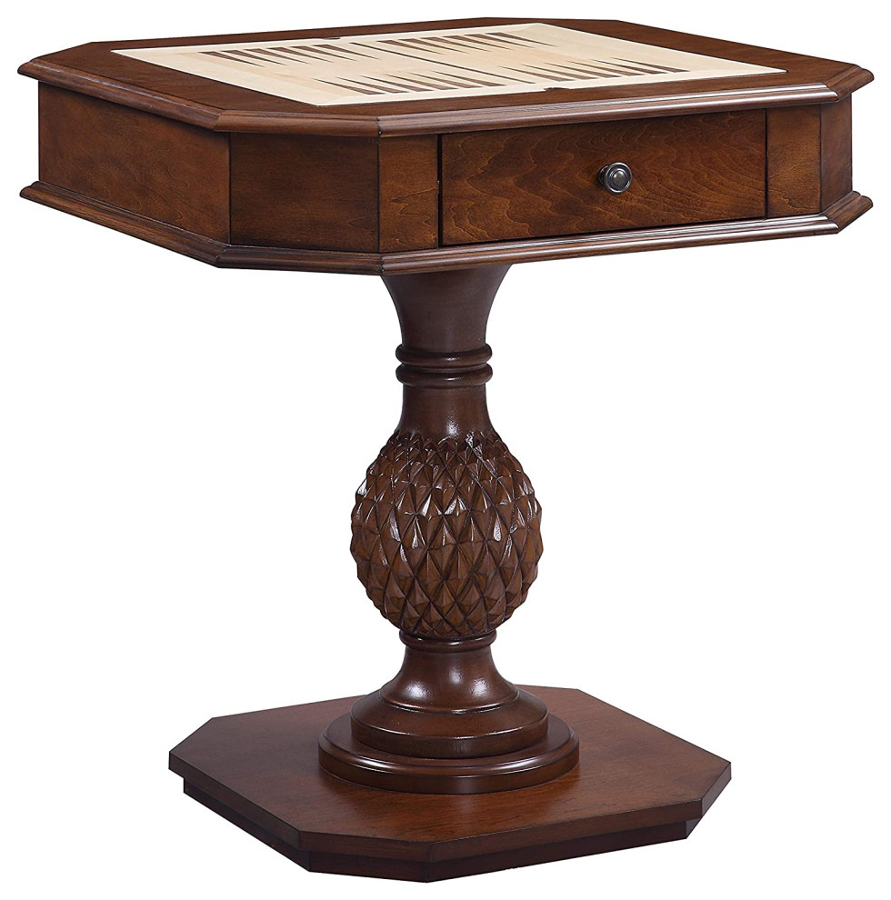 Wooden Square Game Table with 2 Drawers, Cherry - Traditional - Game ...