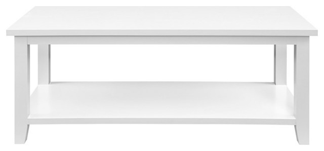 48" Minimalist Wood Coffee Table - Solid White - Transitional - Coffee ...