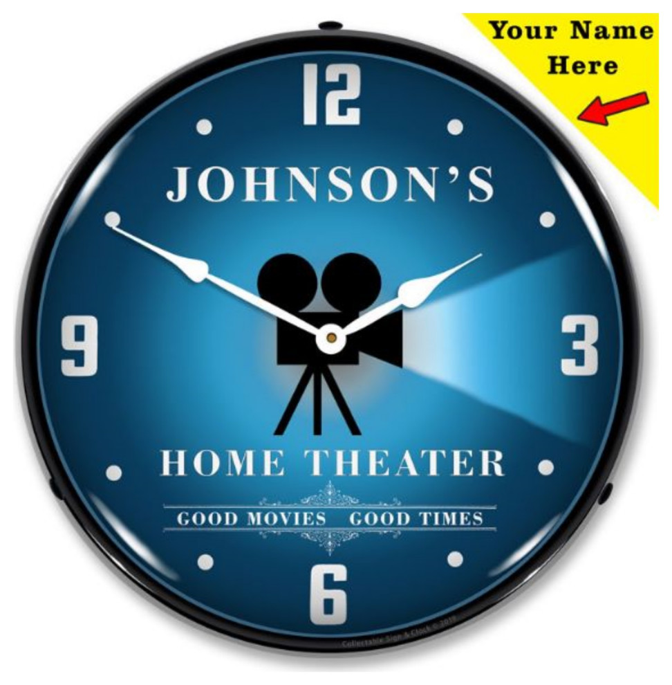 AYN1906698 Add Your Name Home Theater Clock - Midcentury - Wall Clocks ...