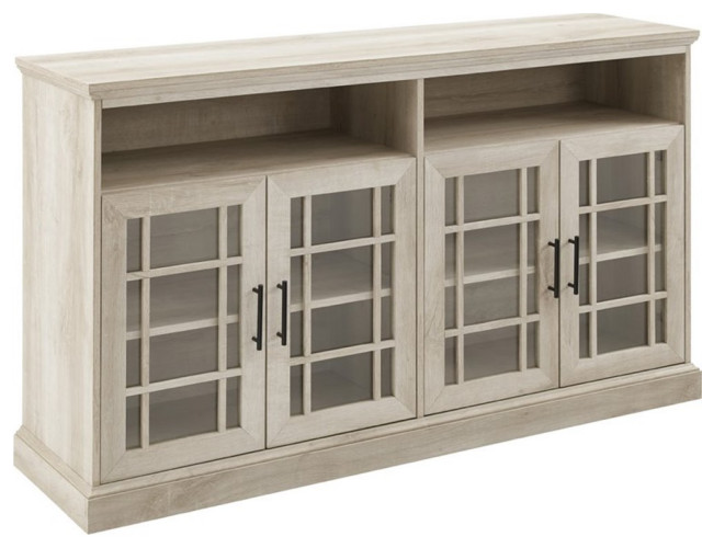 Pemberly Row Transitional Wood TV Console for TVs up to 58" in White ...