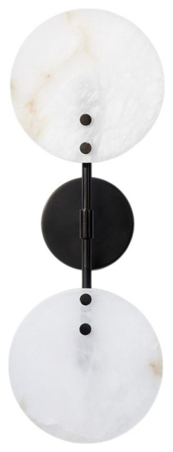 Mid Century Modern White Alabaster Stone Disc Wall Sconce 23 in Circle ...