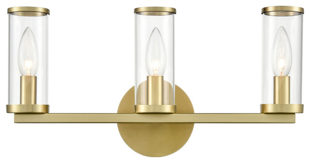 Revolve Wall/Vanity Light Fixture, Natural Brass/Clear Glass, 17.6"Wx8 ...