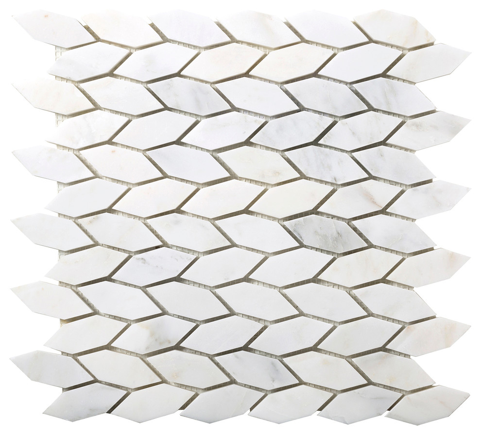 Marble Winter Frost 12"x12" Marble Mosaic Tile, Set of 10 ...