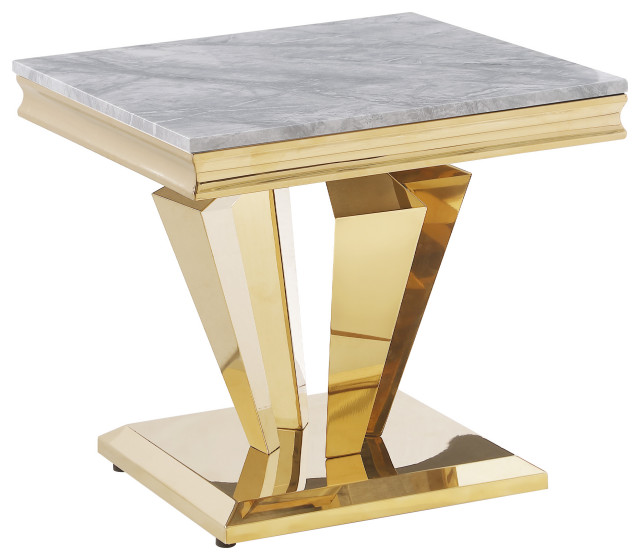 Chihiro Grey Square Stone End Table - Contemporary - Side Tables And ...
