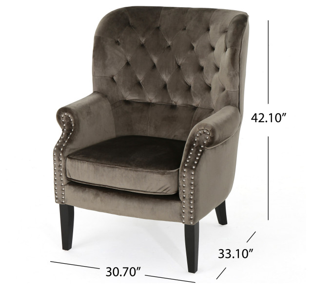 GDF Studio Tommen Tufted Back New Velvet Club Chair - Transitional ...