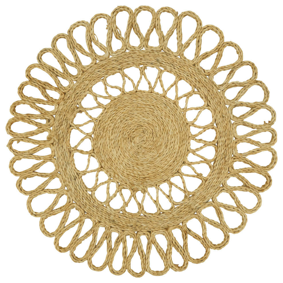 Loopy Jute Design Table Mats, Set of 4, Natural, 16" - Modern ...