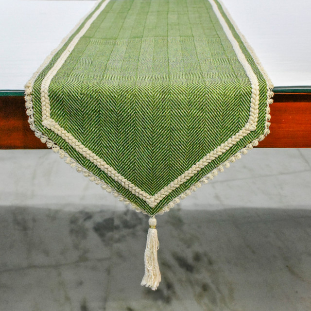 Harmony In Hemp - Green Jute Decorative Table Runner, 14"x72 ...