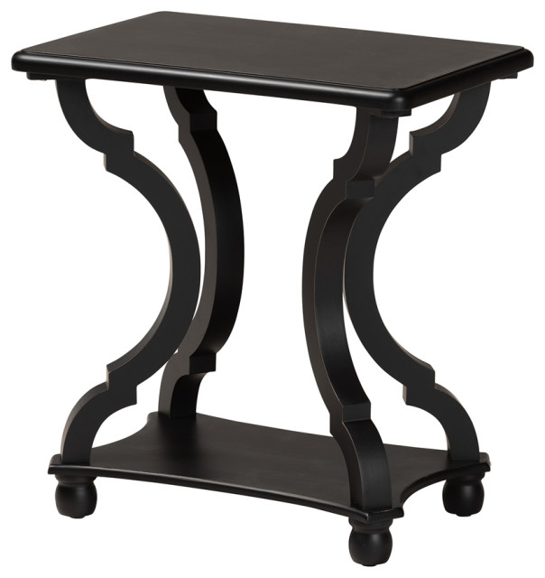 Classic and Traditional Black Wood End Table - Traditional - Side ...