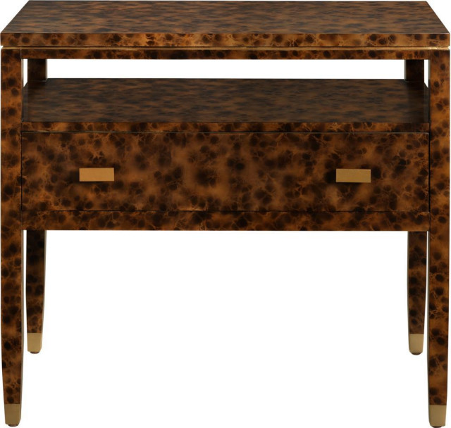 Side Table Port Eliot Tortoiseshell Hollywood Glamour Open Cubby Shelf ...