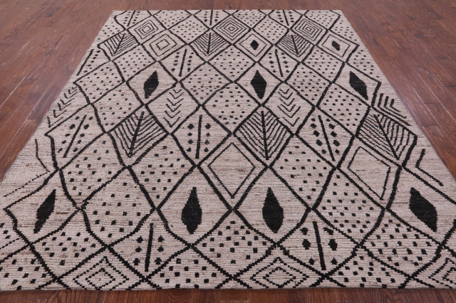 8' 8" X 9' 9" Moroccan Hand-Knotted Wool On Wool Rug - Q16161, 8' 8" X ...