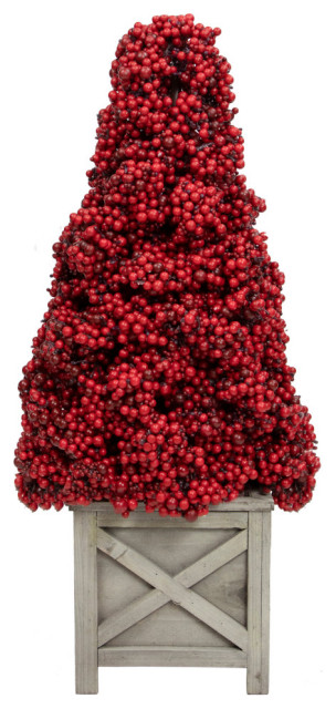 24" Red Berry Cone Potted Christmas Topiary - Christmas Trees - by ...