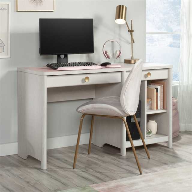 Sauder Dover Edge Engineered Wood Desk in Glacier Oak - Transitional ...