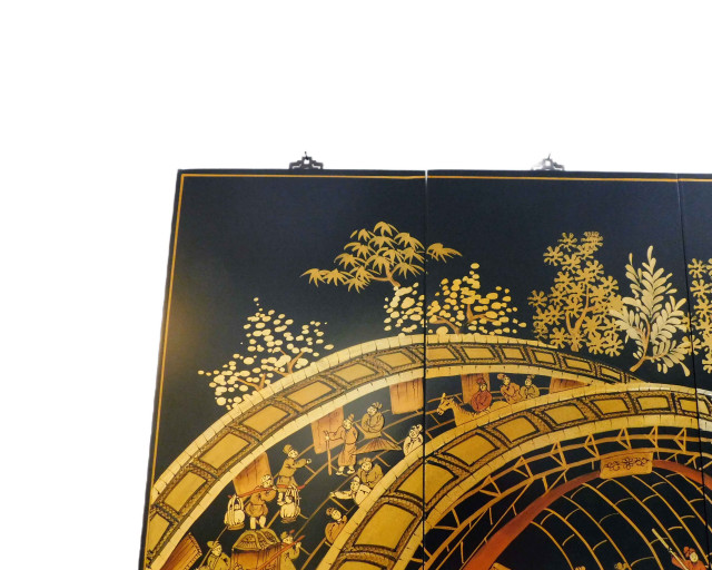48" Hand-Painted River Town Oriental Wall Panel - Asian - Wall Accents ...