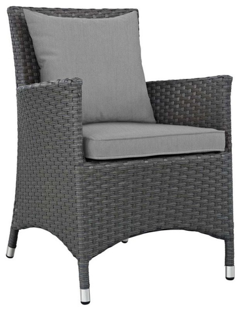 Modway Sojourn Aluminum and Rattan Patio Dining Armchair in Canvas/Gray ...