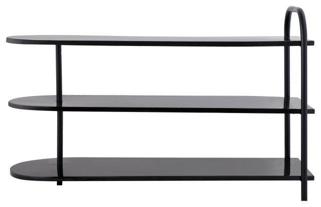 Modern 9-Pair 3-Tier Iron Curved Decker Shoe Rack - Transitional - Shoe ...