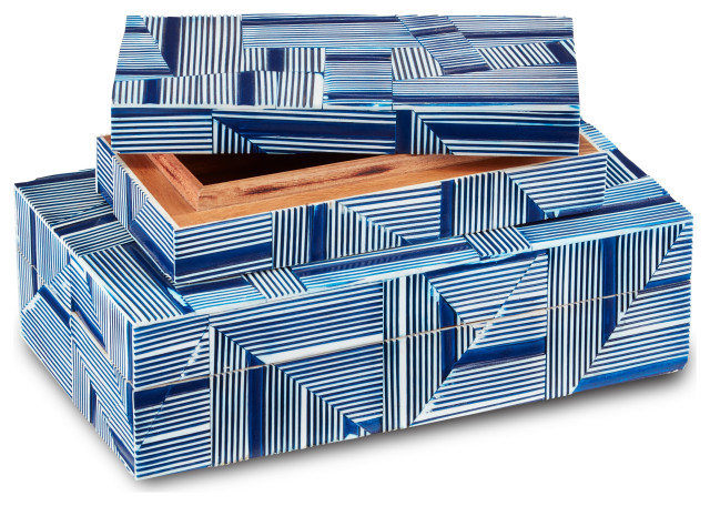Cade Blue Box, Set of 2 - Contemporary - Decorative Boxes - by ...
