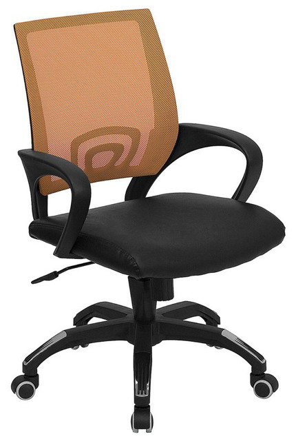 Flash Furniture Mid-Back Orange Mesh Computer Chair With Black, 25.5 ...