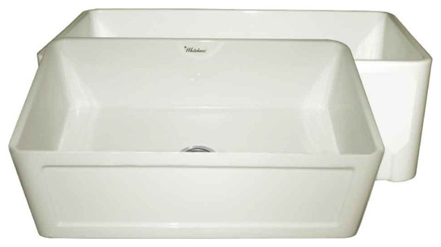 Farmhaus Fireclay Reversible Sink With A Concave Front Apron On One ...