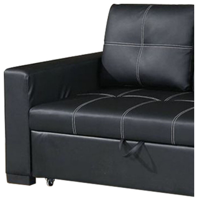 Black Faux Leather Convertible Sofa - Contemporary - Sleeper Sofas - by ...
