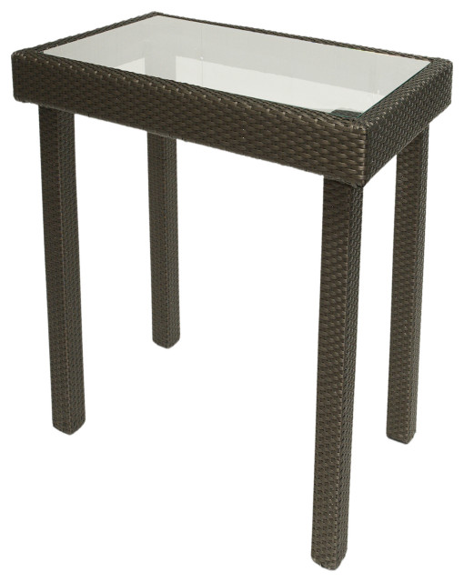 Karsyn Wicker Counter Height Bar Table, Brown - Tropical - Outdoor Pub ...