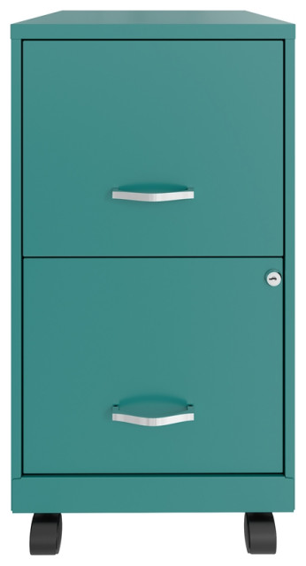 Home Square 2 Drawer Metal Mobile Filing Cabinet Set in Turquoise (Set ...