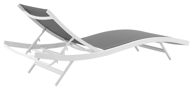 Modern Patio Chaise Lounge, Curved Aluminum Frame With Breathable Mesh ...