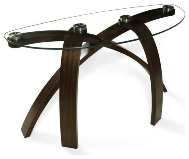 Catania Modern / Contemporary Demilune Sofa Table in Mahogany Finish ...