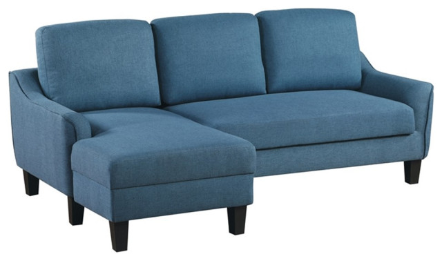 Lester Chaise Sleeper Sofa in Blue fabric with Black legs ...