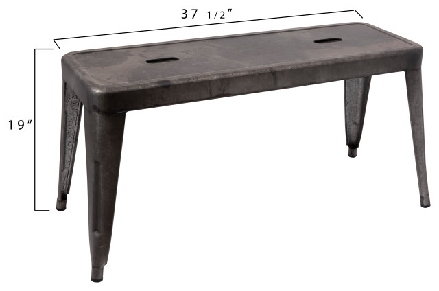 40.25"W Rectangle Galvanized Metal Bench - Industrial - Accent And ...